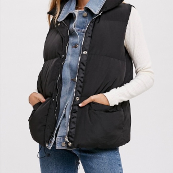 Bluivy | Jackets & Coats | Nwt Denim Layered Puffer Vest | Poshmark